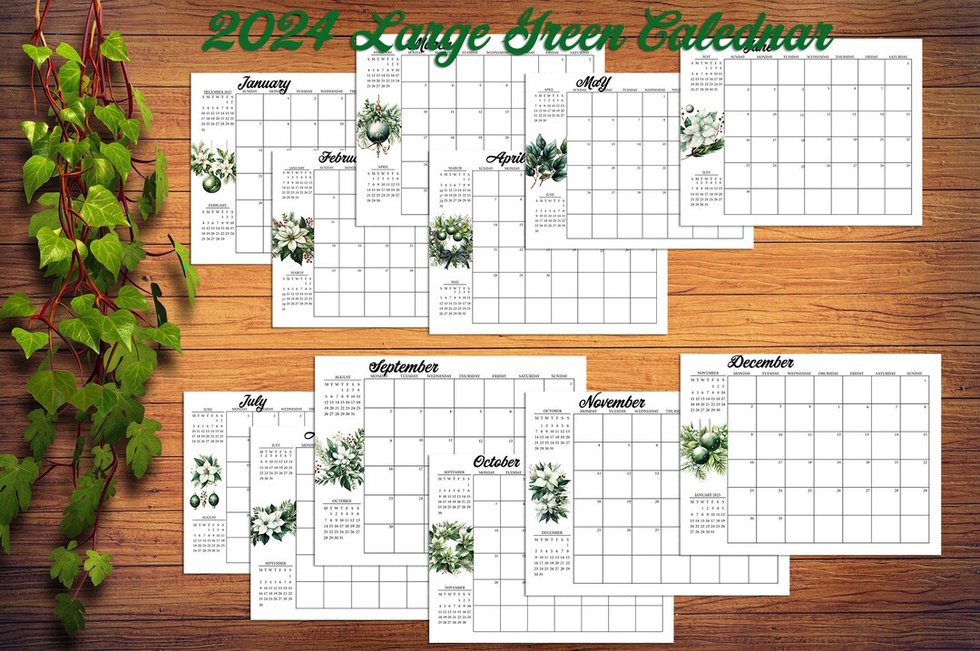 Printable Large 2024 Monthly Calendars 8.5x11, A4, and 11x17 LANDSCAPE ...