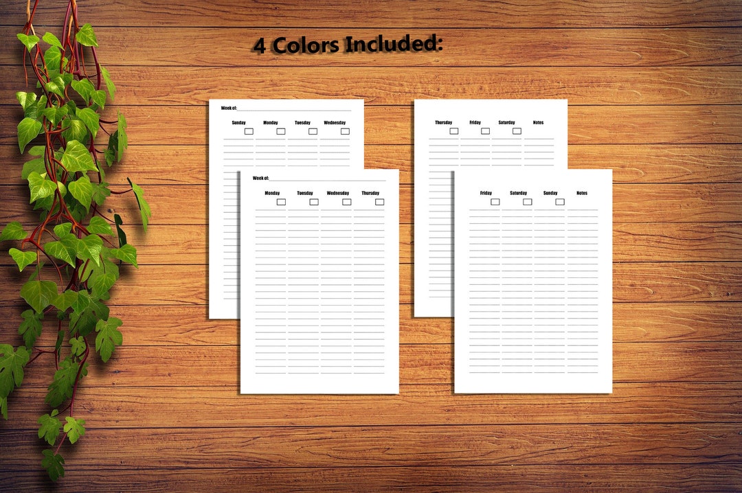 Week on 2 Pages, Week at a Glance, Weekly Schedule, Minimal Weekly ...