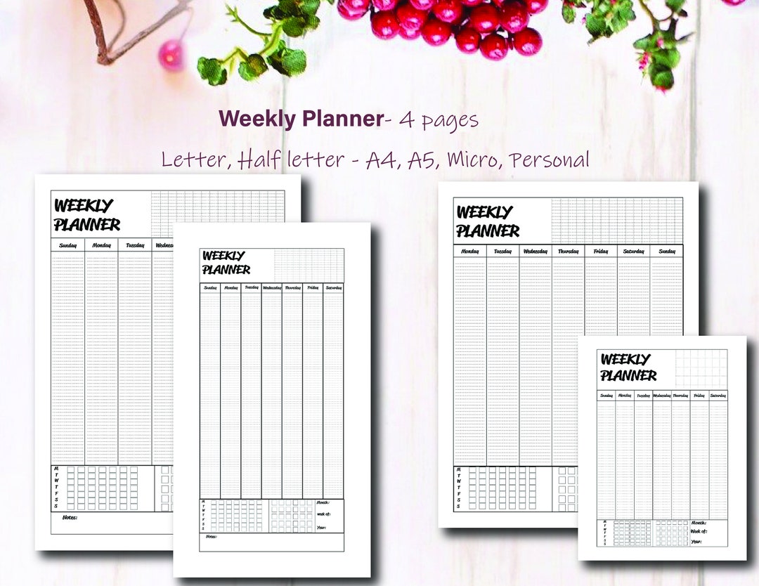Minimalist Weekly Planner: A4, A5, Letter Sizes (digital Download) - Etsy