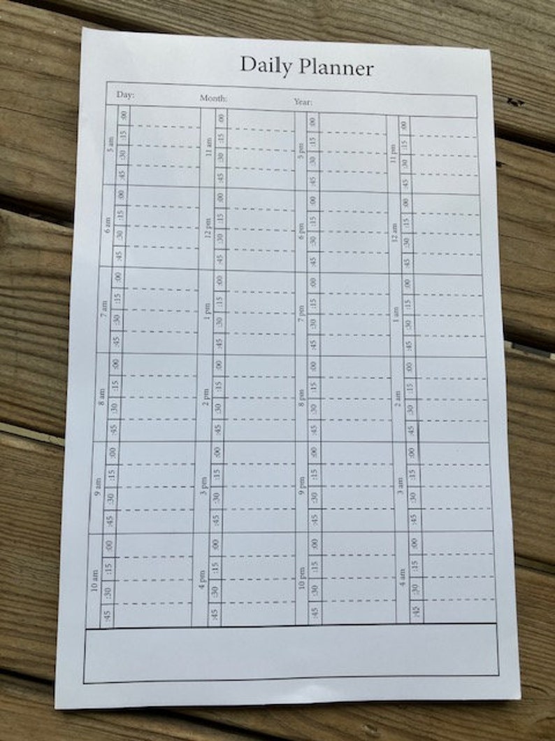 15 Minute Daily Planner Notepad: 24-hour Schedule, Letter/tabloid - Etsy