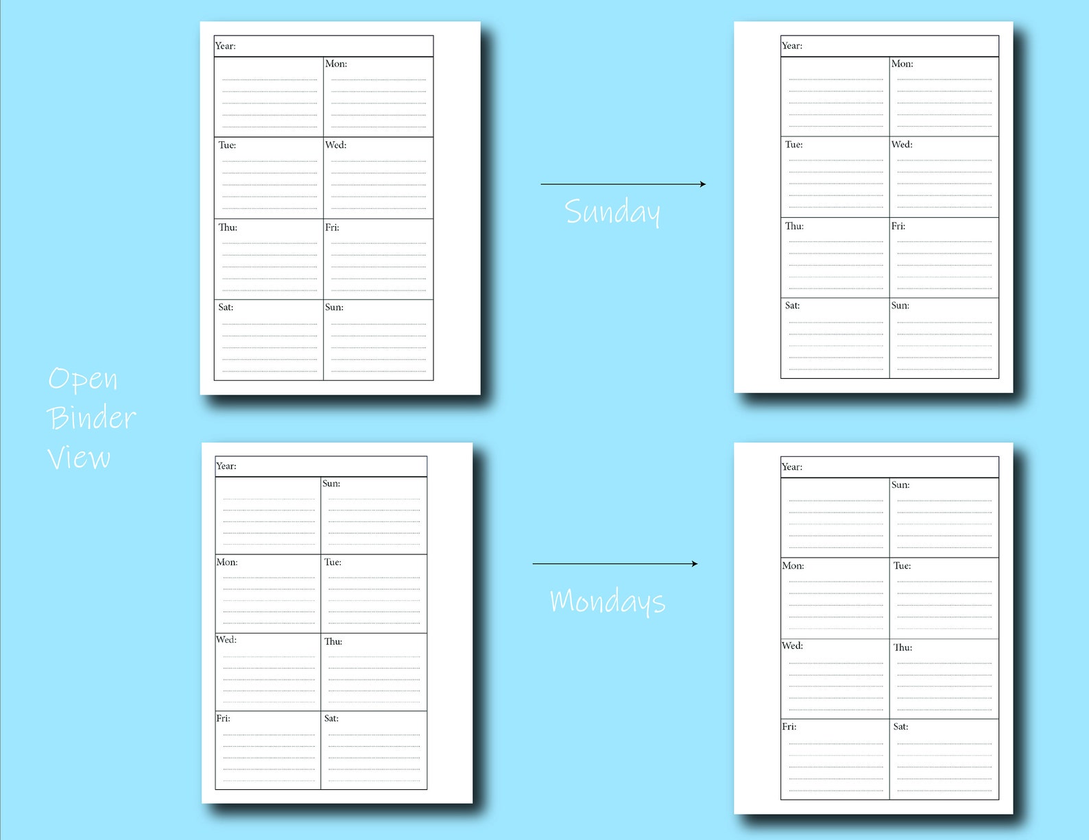 Printable Weekly Planner Week at a Glance Printable Weekly - Etsy