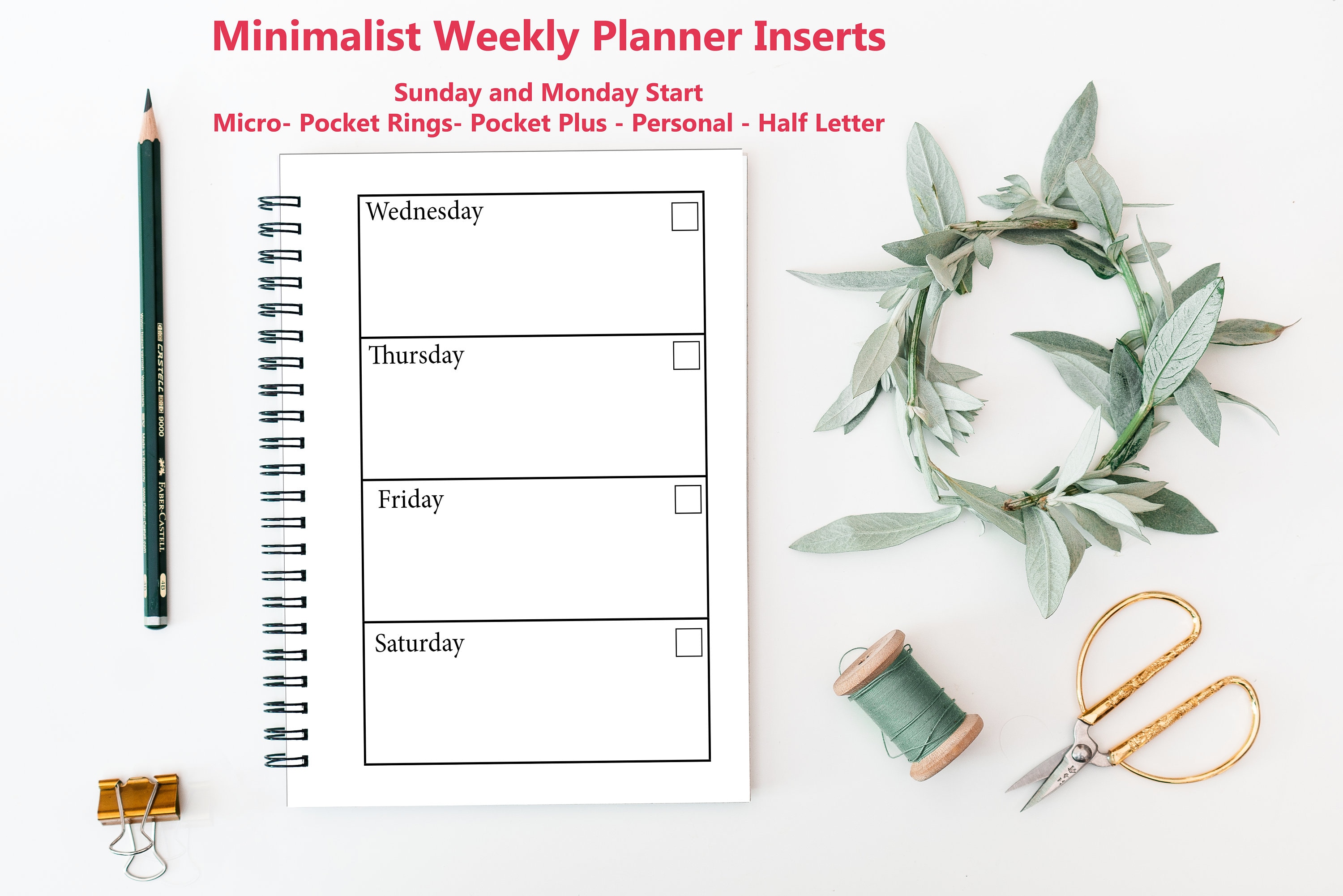 Printable Undated Weekly Planner Inserts Week on Two Page - Etsy