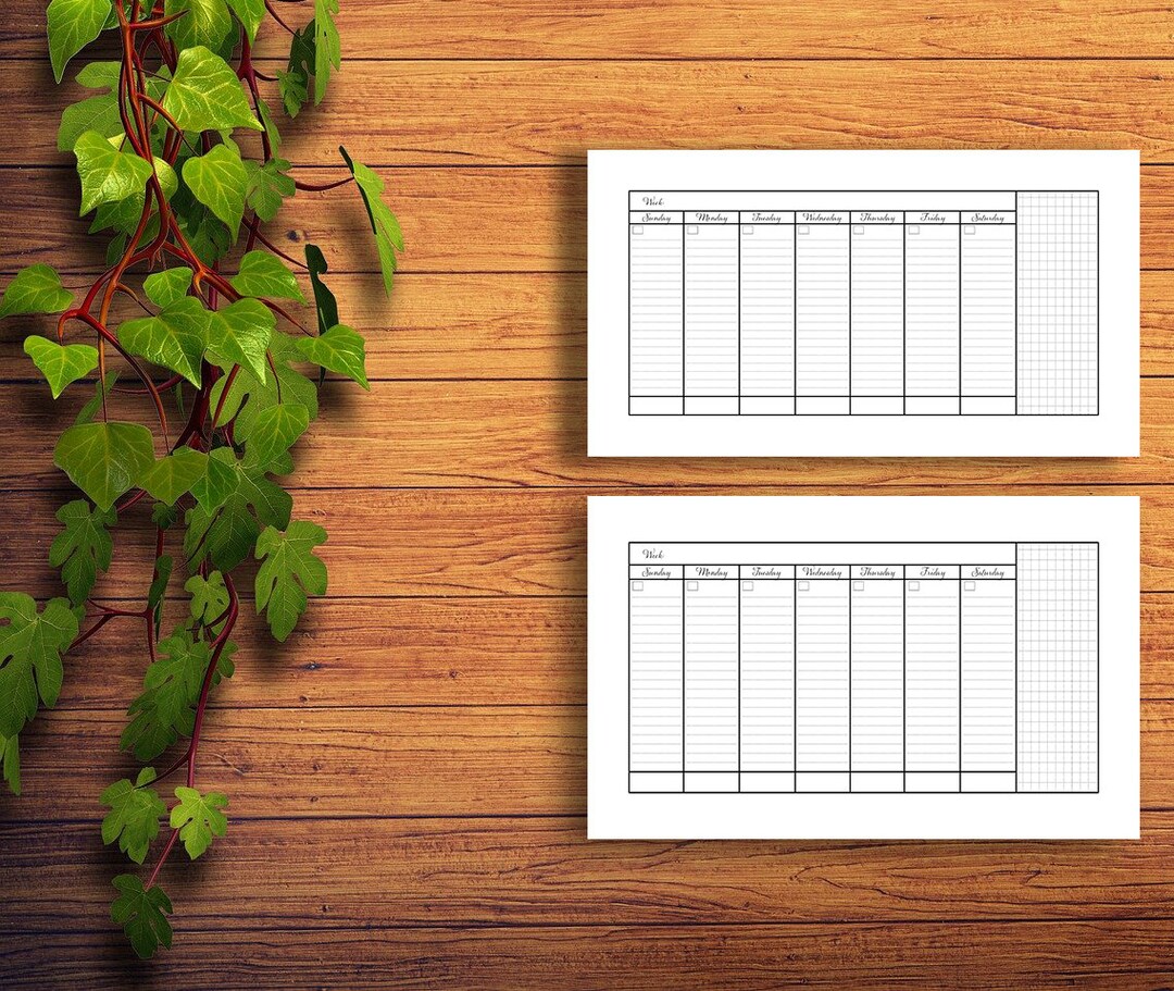 Printable Undated Personal Size Landscape Orientation- Printable Weekly ...