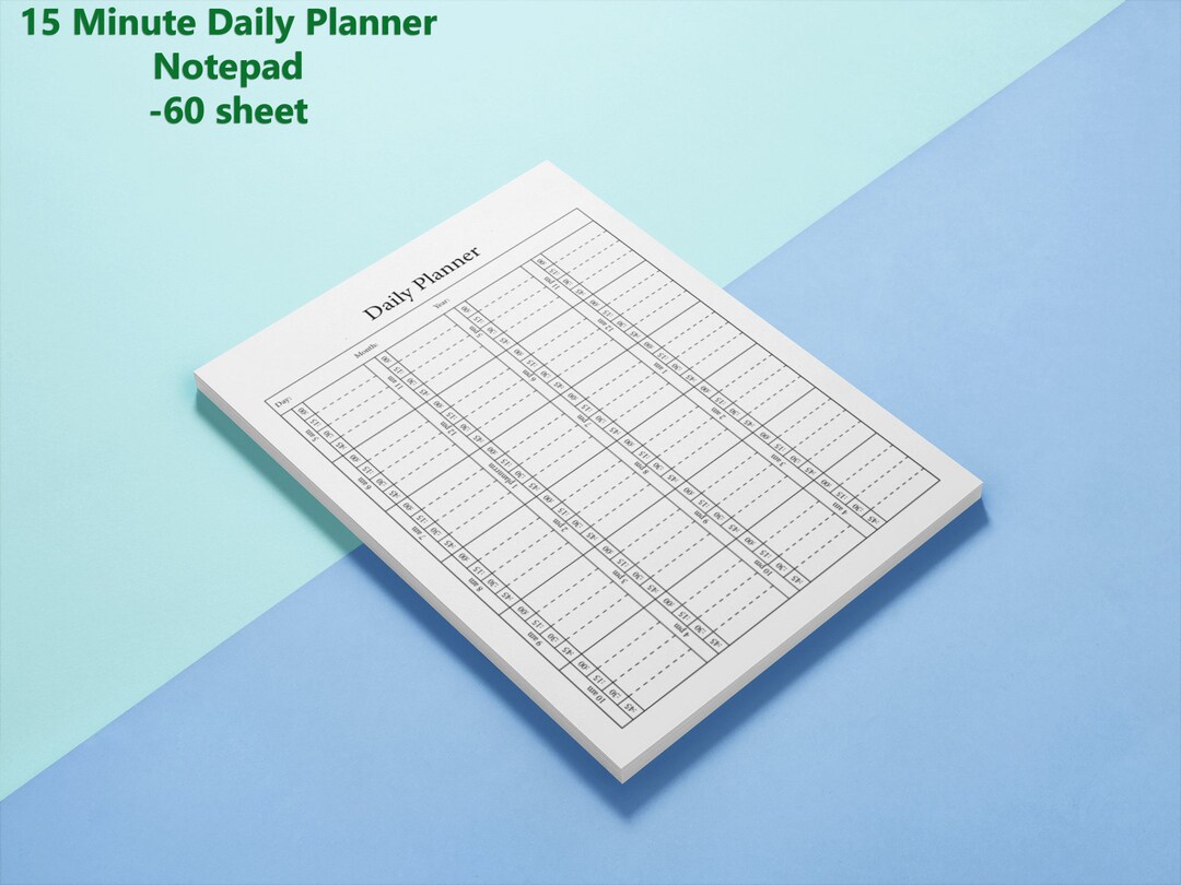 15 Minute Daily Planner Notepad, Portrait Layout- 24 Hour Planner in 15 ...