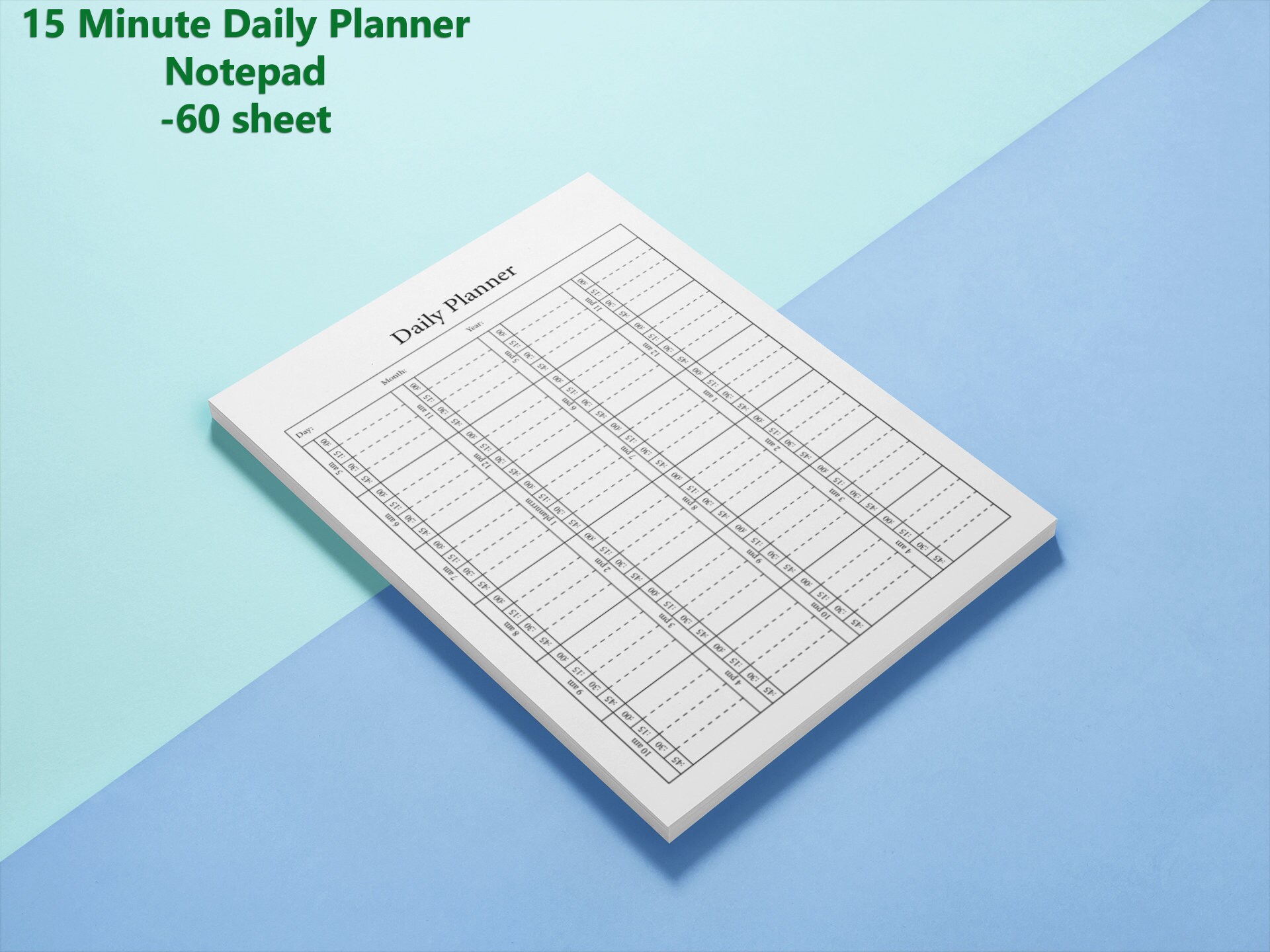 15 Minute Daily Planner Notepad: 24-hour Schedule, Letter/tabloid - Etsy