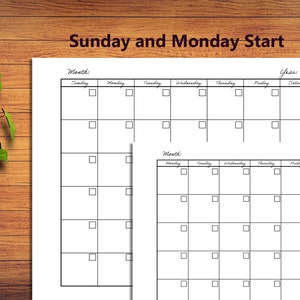 Printable Undated Monthly Planner - Instant Download - Letter, A4 ...