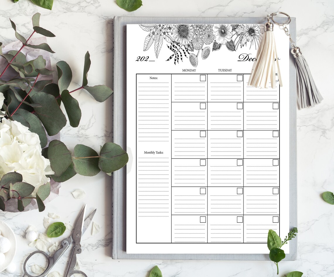 Undated Monthly Calendar Printable Planner Insertslined and | Etsy