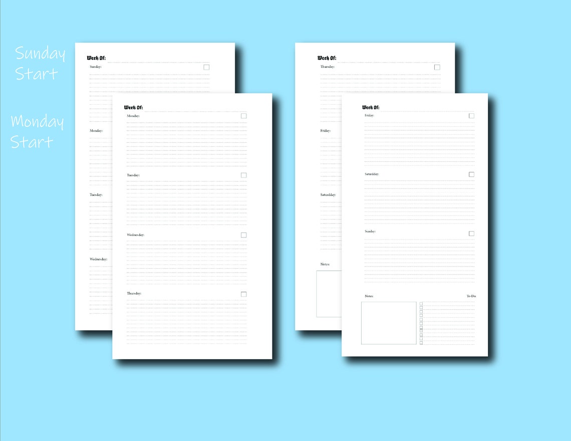 Printable Weekly Planner, Week on 2 Pages, Personal Sized Planner ...