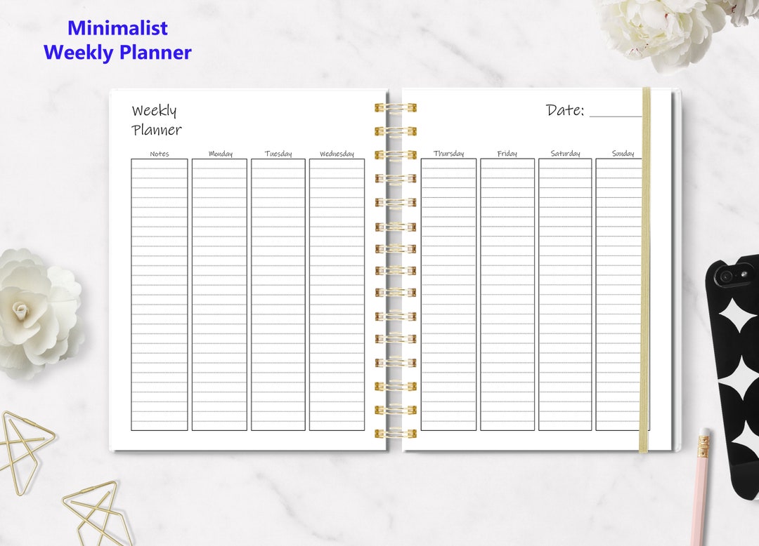 Printable Weekly Planner: Lined & Unlined Pages (9.25" X 7") - Etsy