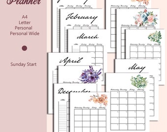 Monthly Planner Printable Insert Undated Monday Start Erin - Etsy