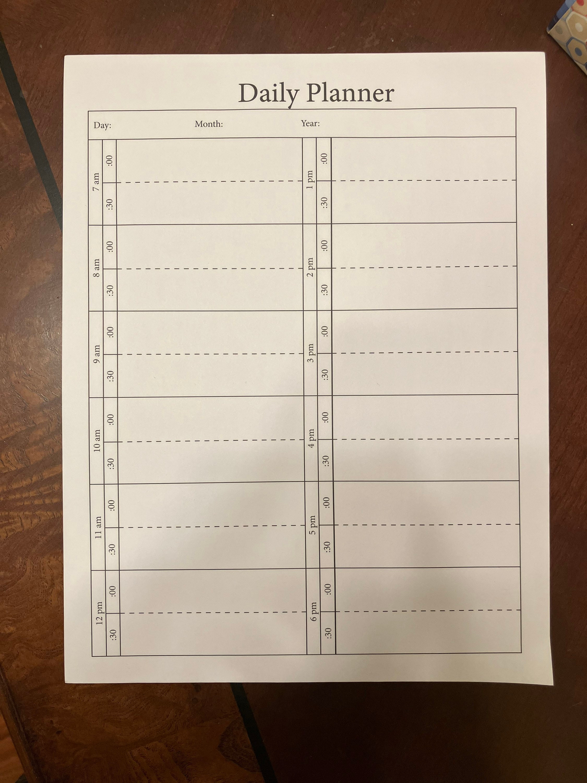 30 Minute Daily Planner Notepad, Portrait Layout 24 Hour Planner in 15 ...