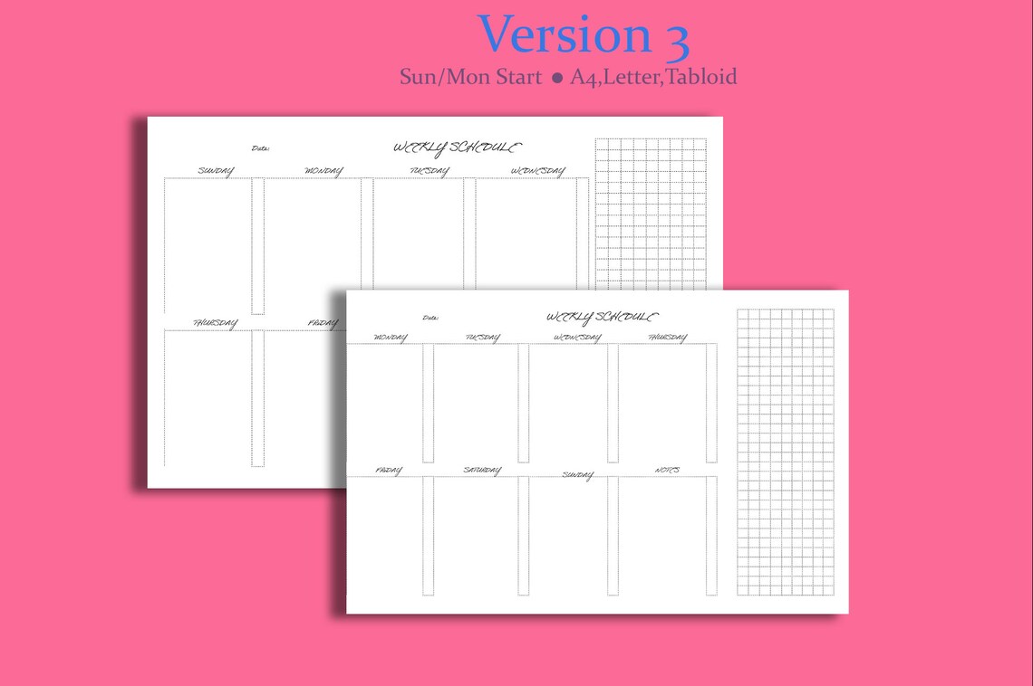 Weekly Planner Printable Landscape Minimalist Weekly - Etsy