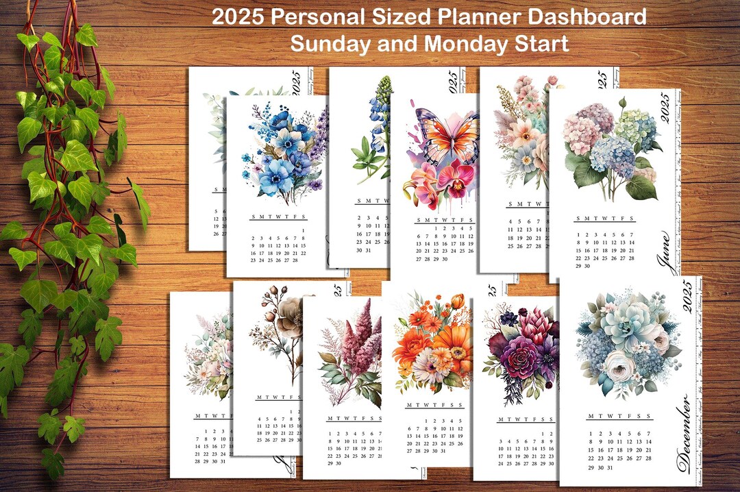 Printable 2025 Personal Sized Dashboard Inserts, Printable Monthly ...