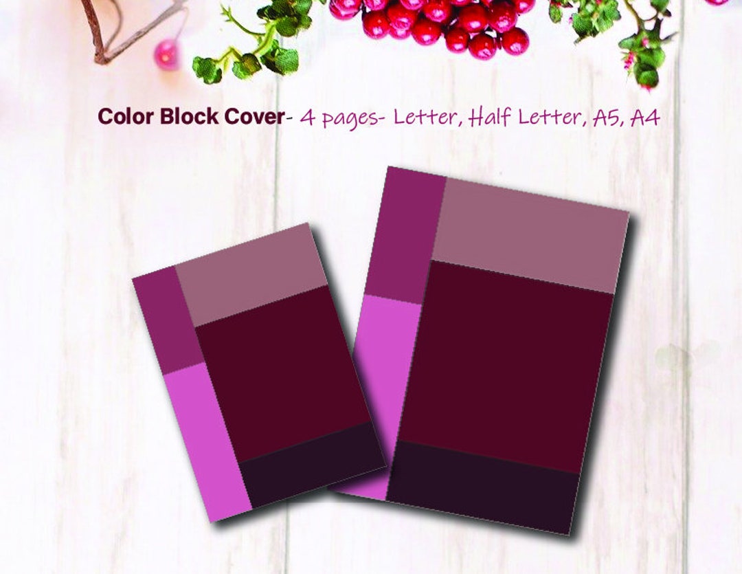 Violet Printable Color Block Planner and Journal Cover- Letter, Half ...