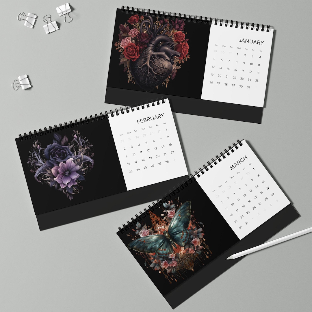 2025 Dark Themed Desk Calendar - Etsy