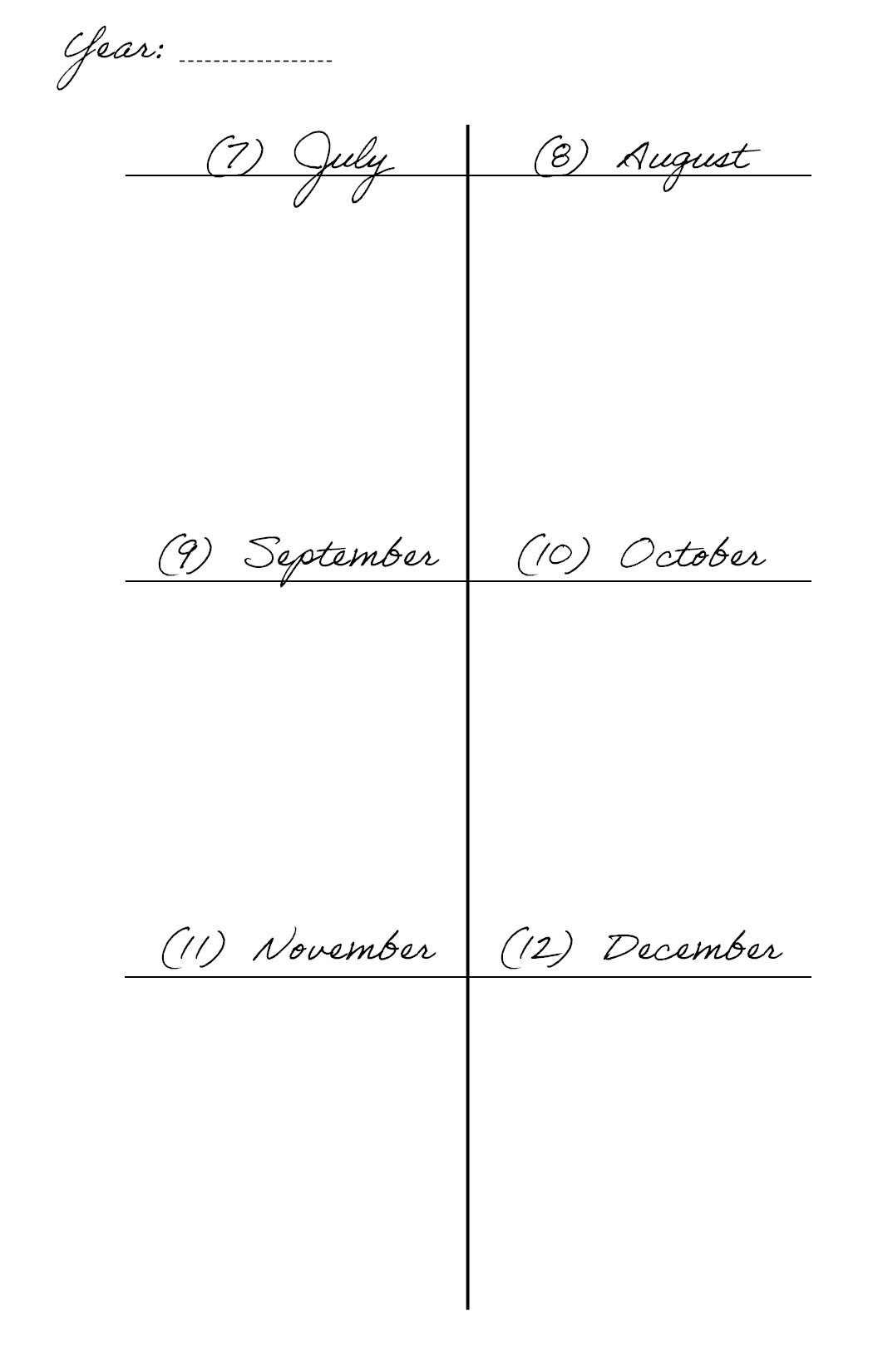 Year at a Glance, Two Page Yearly Planner Printable, 12 Month Overview ...