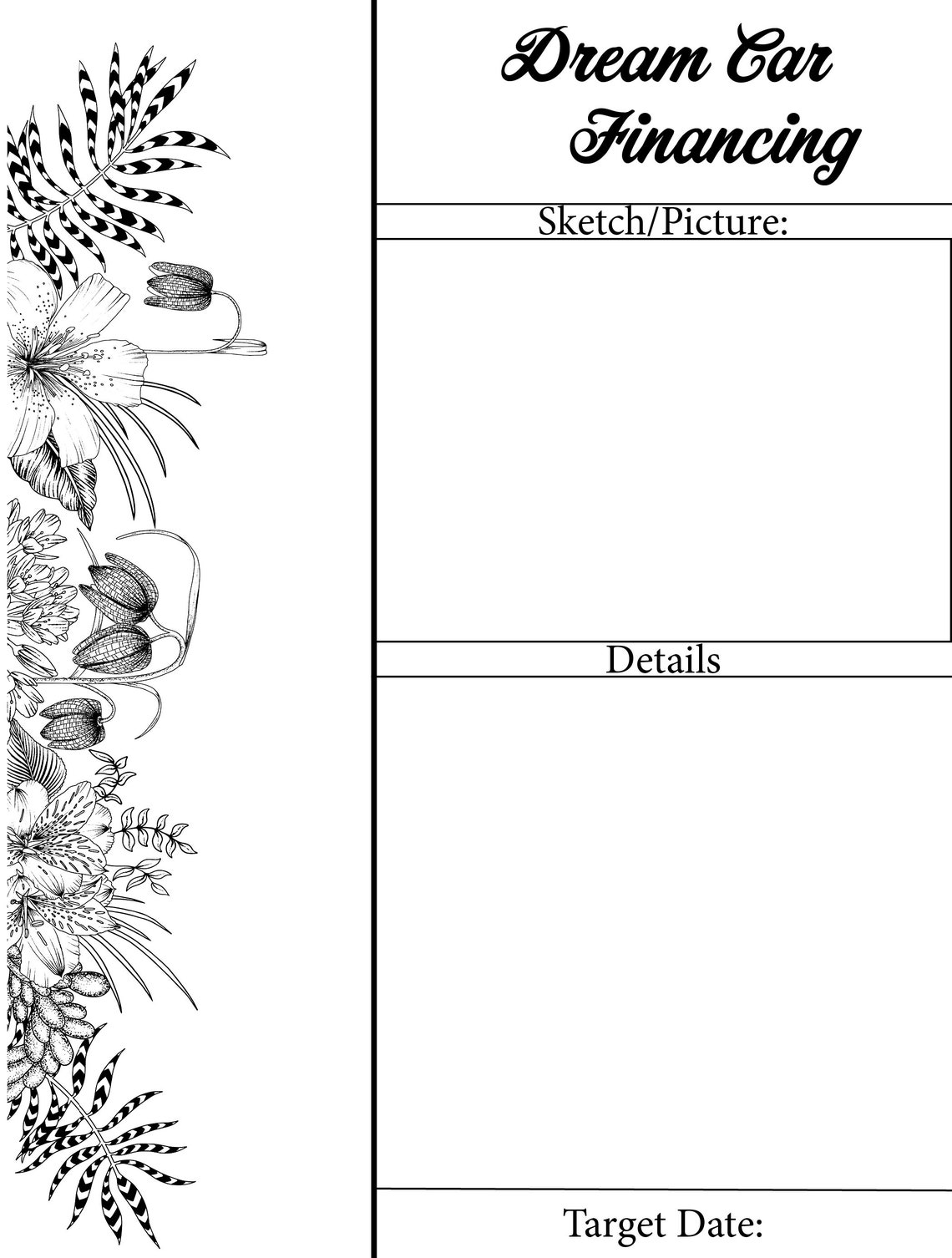Editable and Printable Car Financing Chart - Etsy