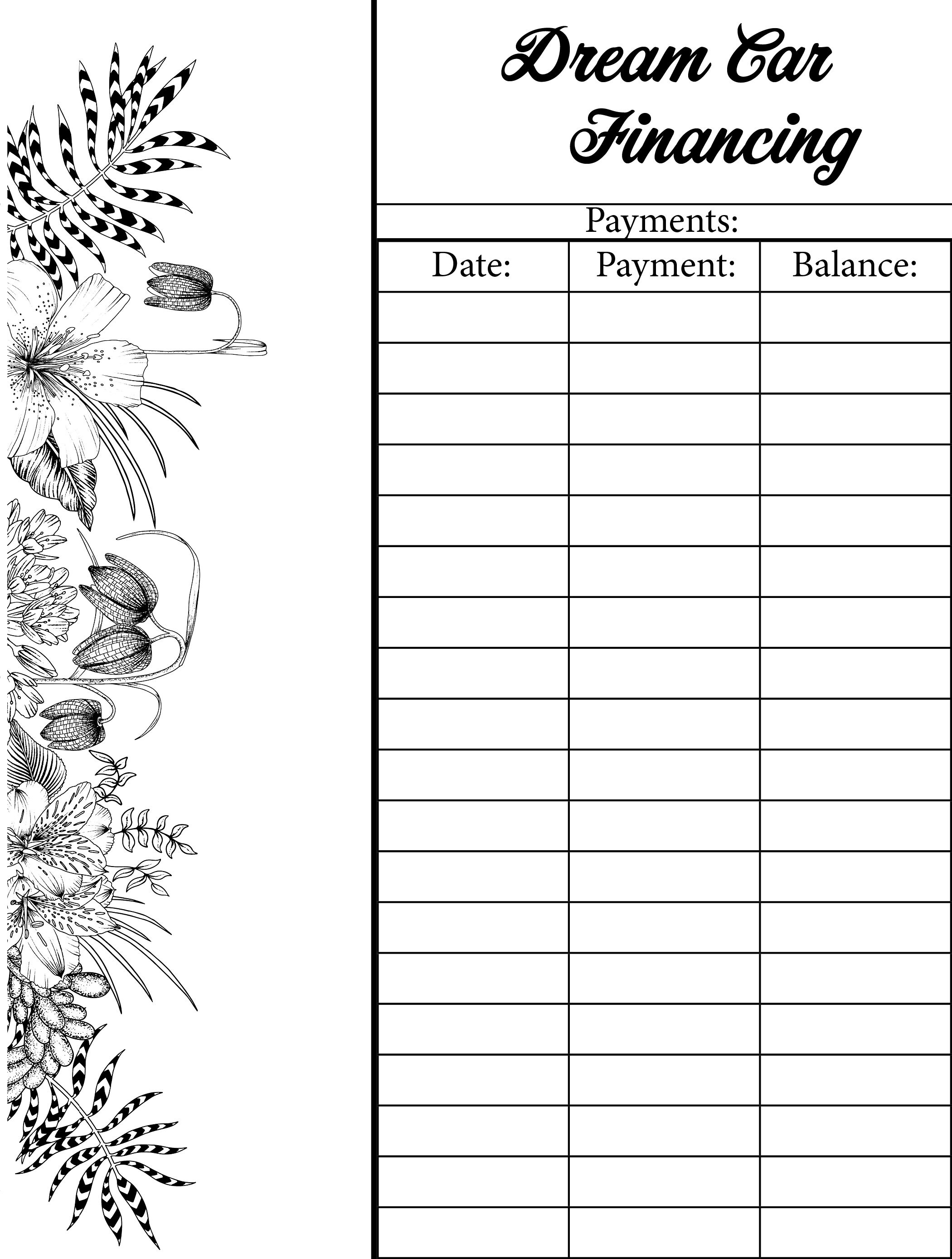 Editable and Printable Car Financing Chart - Etsy