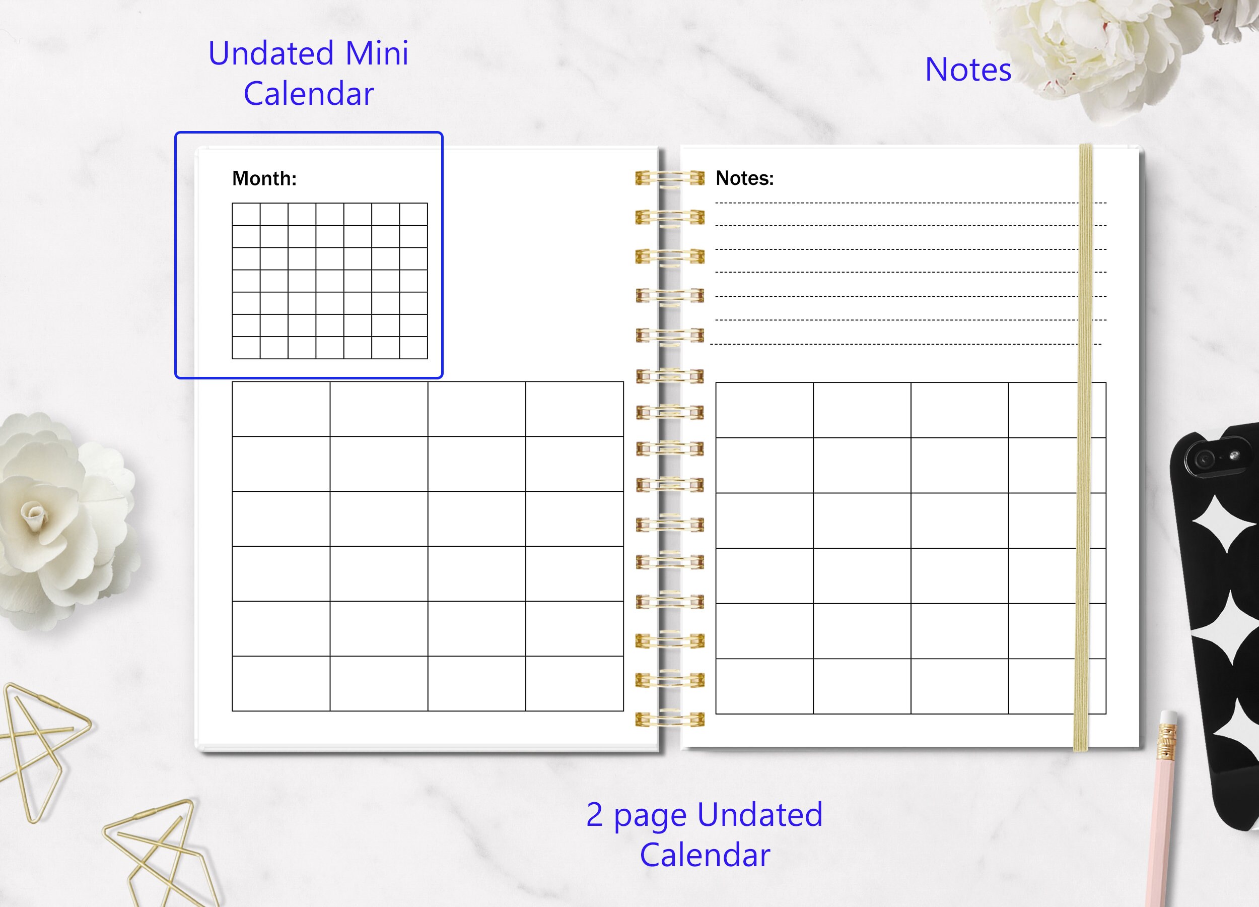 Blank Planner Template With Monthly Calendar - Etsy