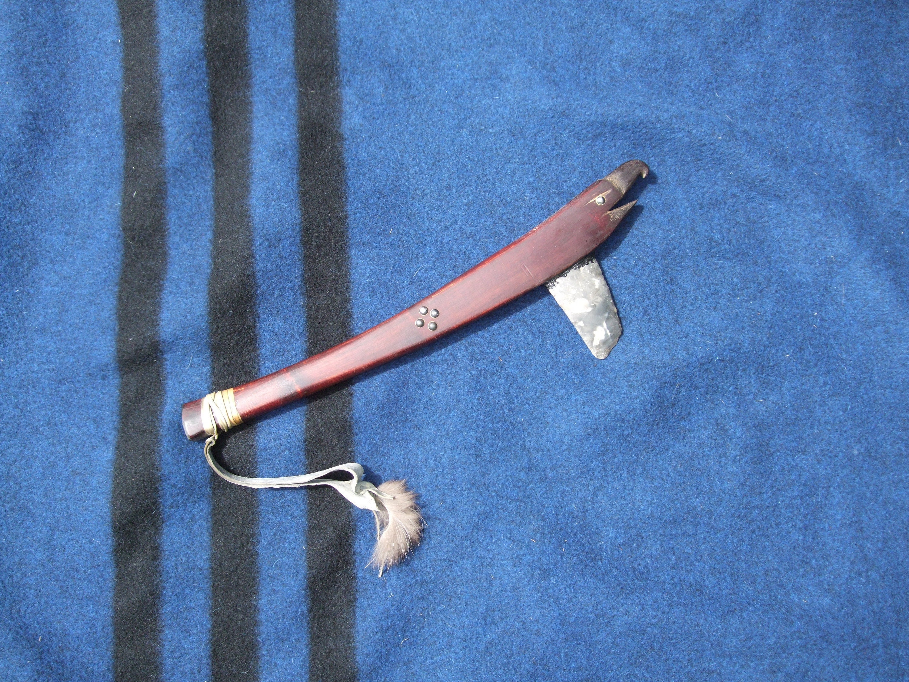 Ornamental Flint-headed Tomahawk Club Eagle Effigy War Club With Flint ...