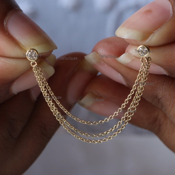 14k Gold Industrial Earrings - Etsy