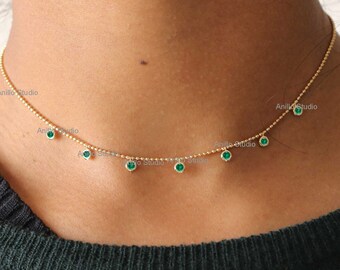 0.45 Ct Diamond Bezel Set Drop Necklace 14k Rose Gold | Etsy