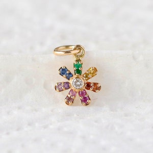 Rainbow Sapphire Charm, 14k Gold Colorful Charm Pendant, Natural ...