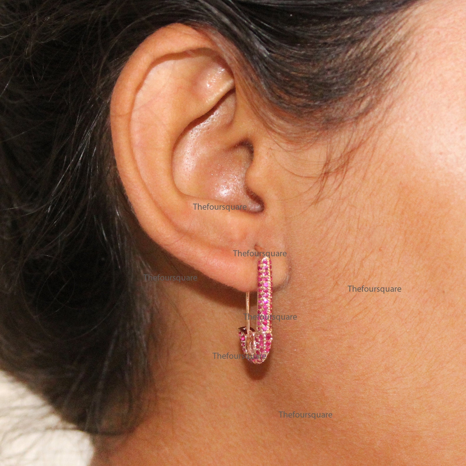 Genuine Ruby Studded Dangling Earrings Solid 14K Rose Gold - Etsy