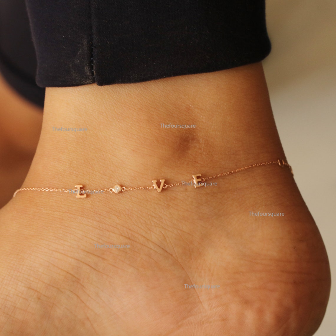 Love Diamond Chain Anklet 14K Yellow Gold Delicate Chain - Etsy