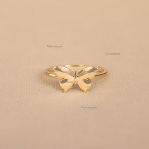 Butterfly Ring, 14k Gold Butterfly Stacking Ring, Plain Gold Minimalist ...