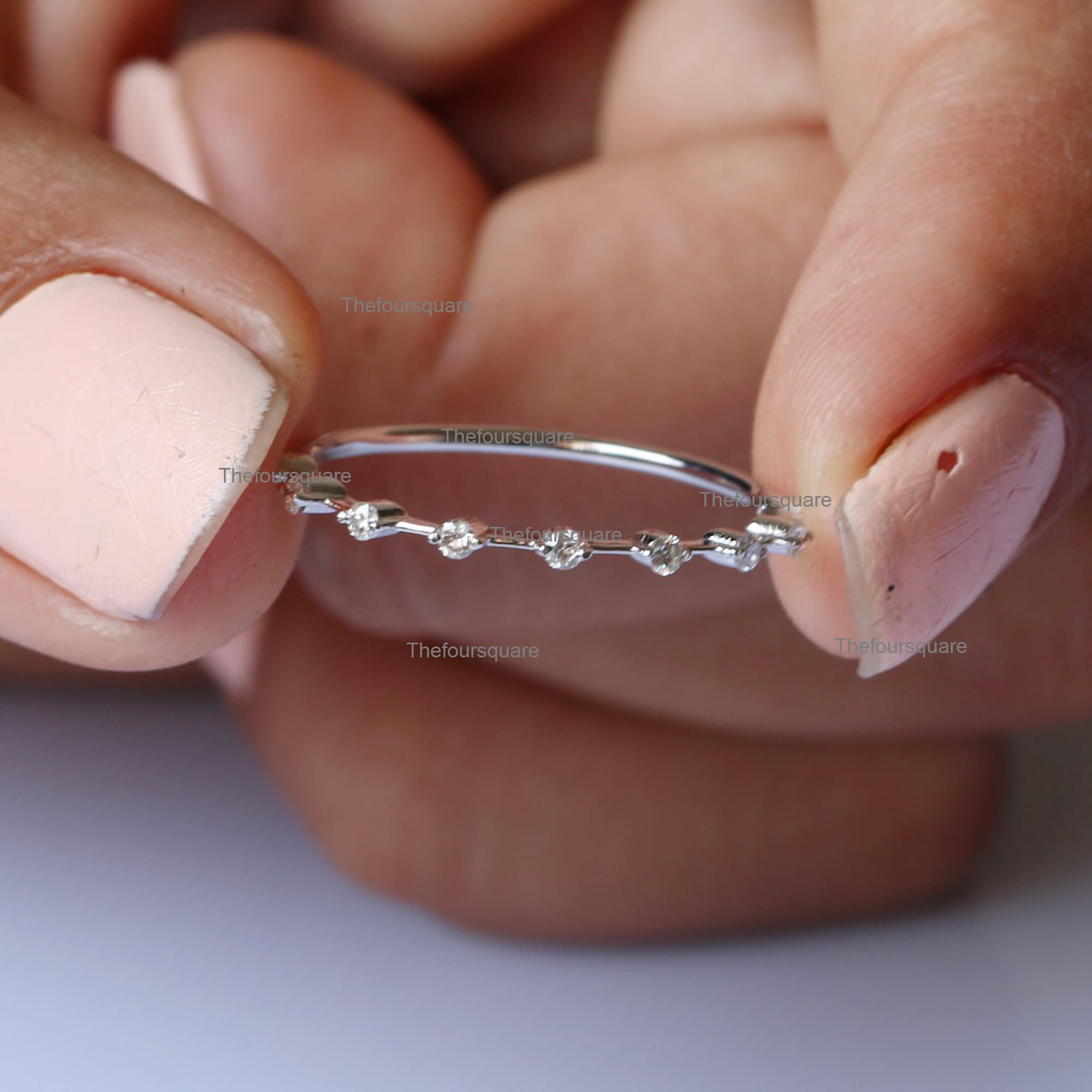 Diamond Distance Promise Ring 14k Gold Wedding Band Dainty - Etsy