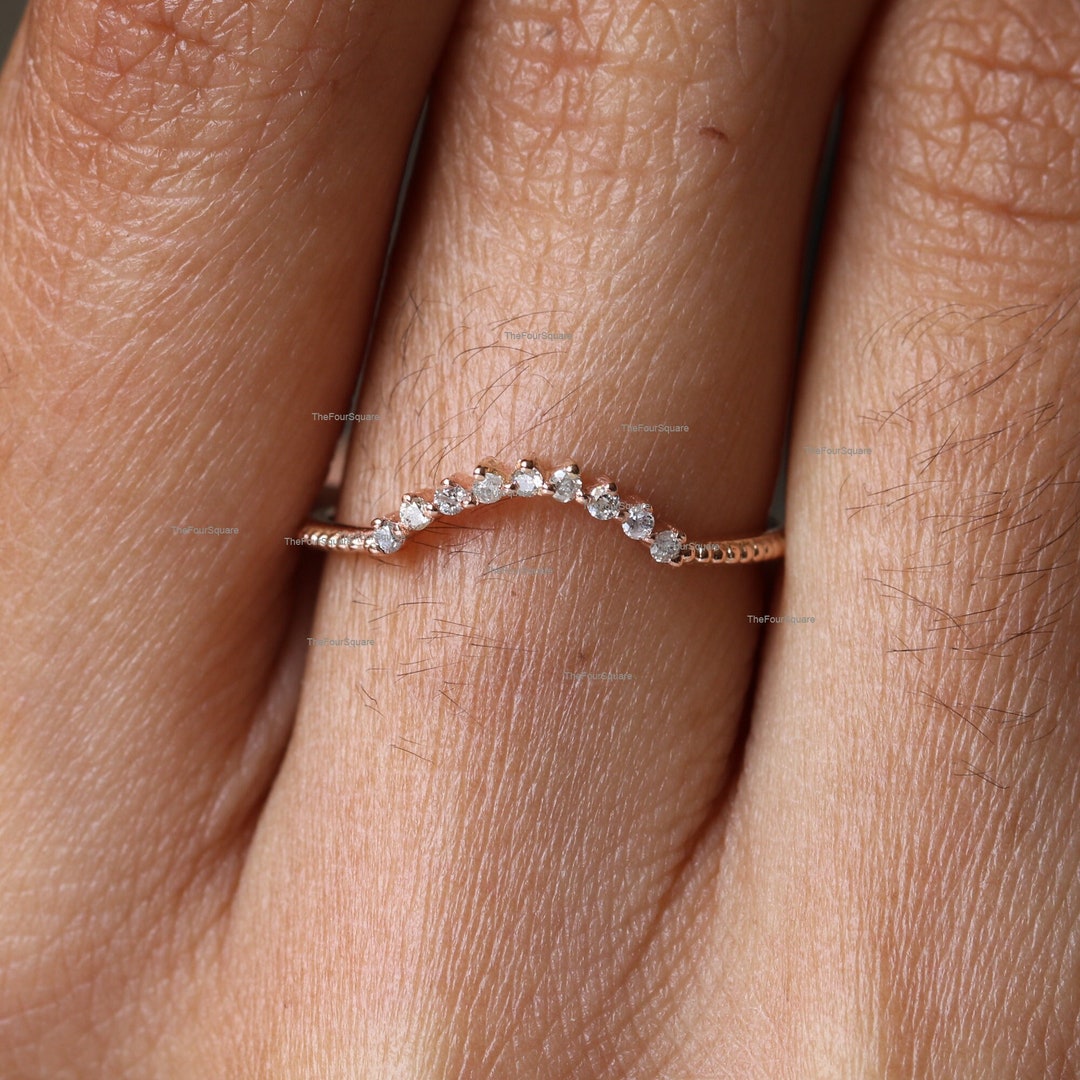 Solid 14k Yellow Gold Crown Ring, Natural Diamonds Stackable Crown ...