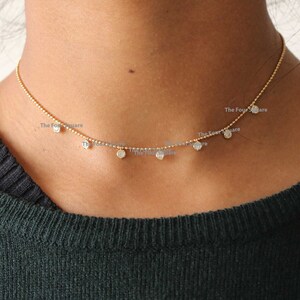 0.45 Ct Diamond Bezel Set Drop Necklace 14k Rose Gold | Etsy