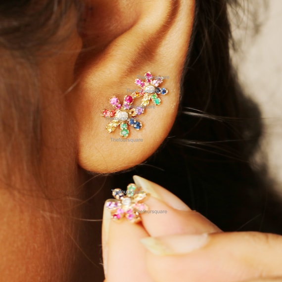 Rainbow climber earrings store