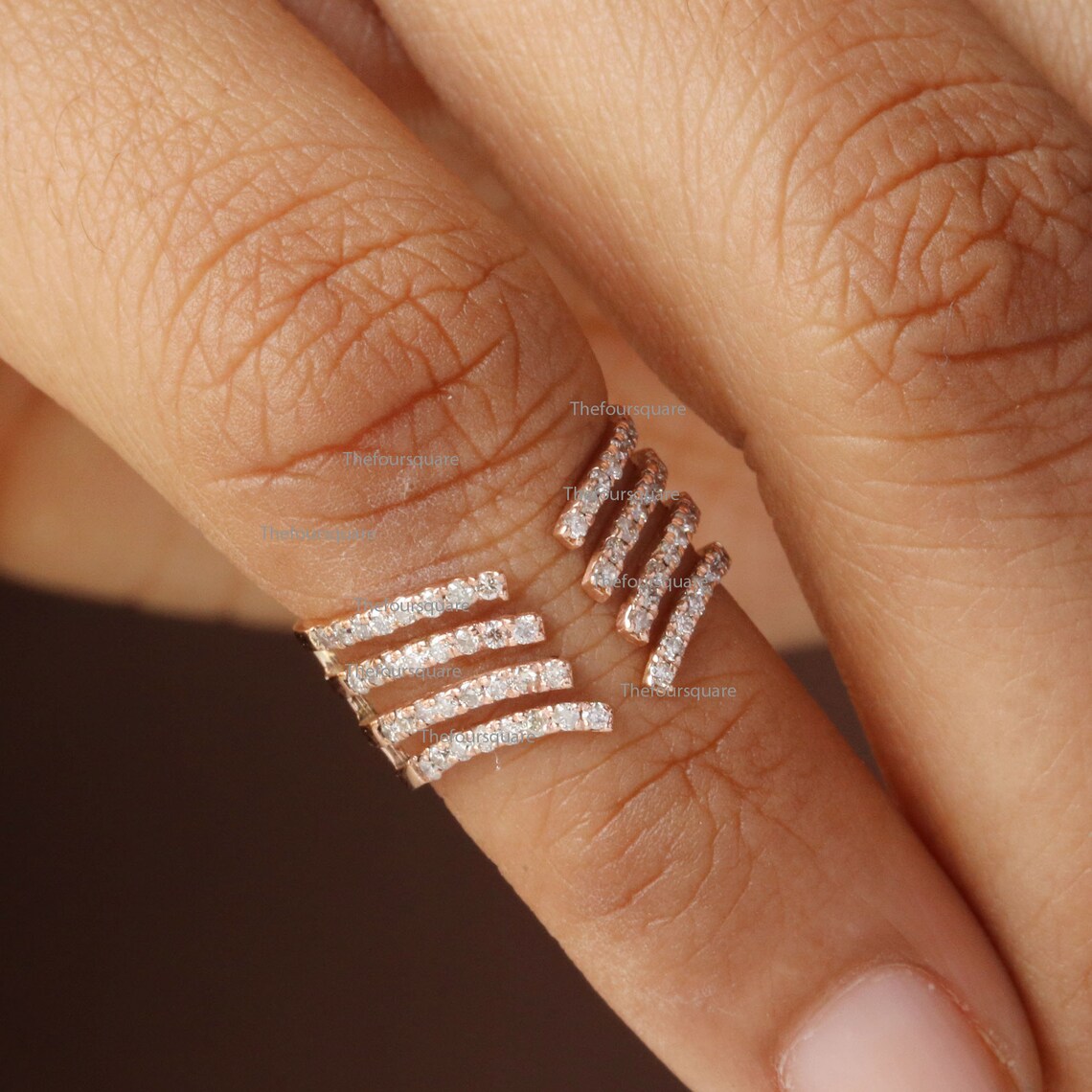 SI Diamond Cuff Ring 14k Yellow Gold Cuff Ring Studded With - Etsy