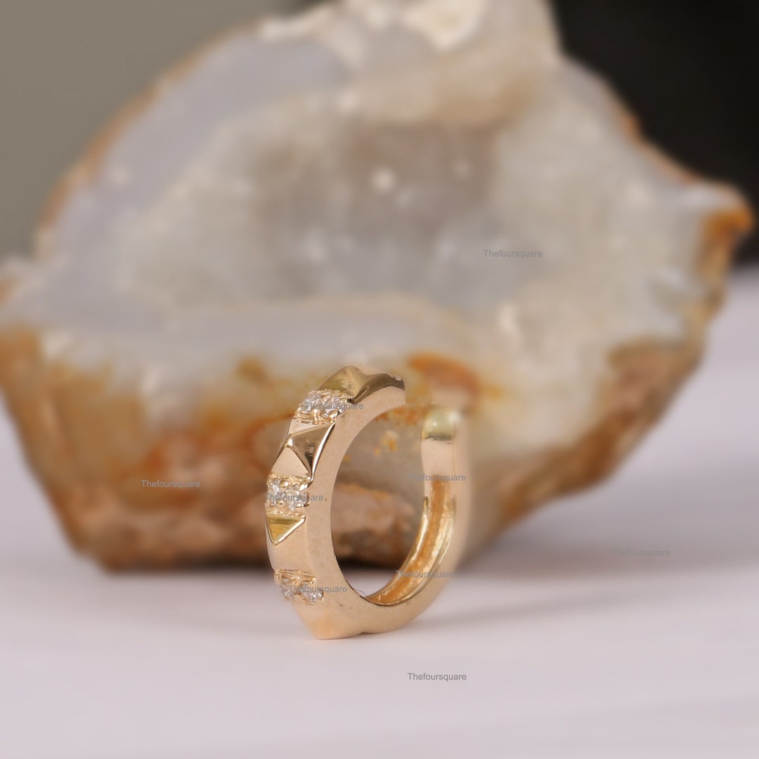 Diamond Pyramid Cuff Earring, Open Cuff Earring, Diamond Mini Cuff ...