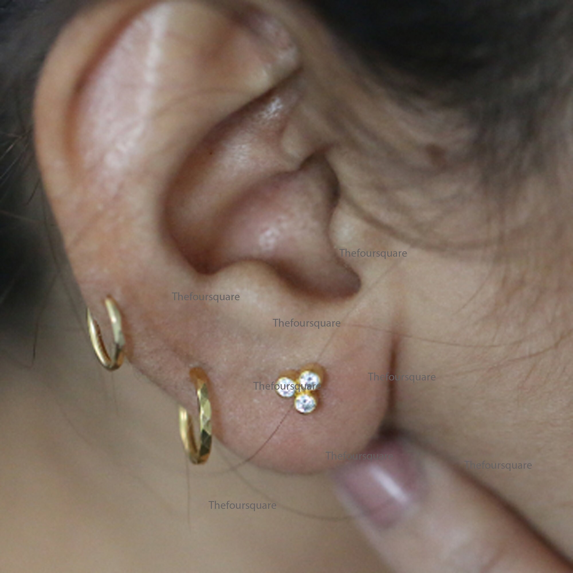 Small Diamond Cluster Stud Earrings, 14k Solid Gold, White Gold, Rose ...