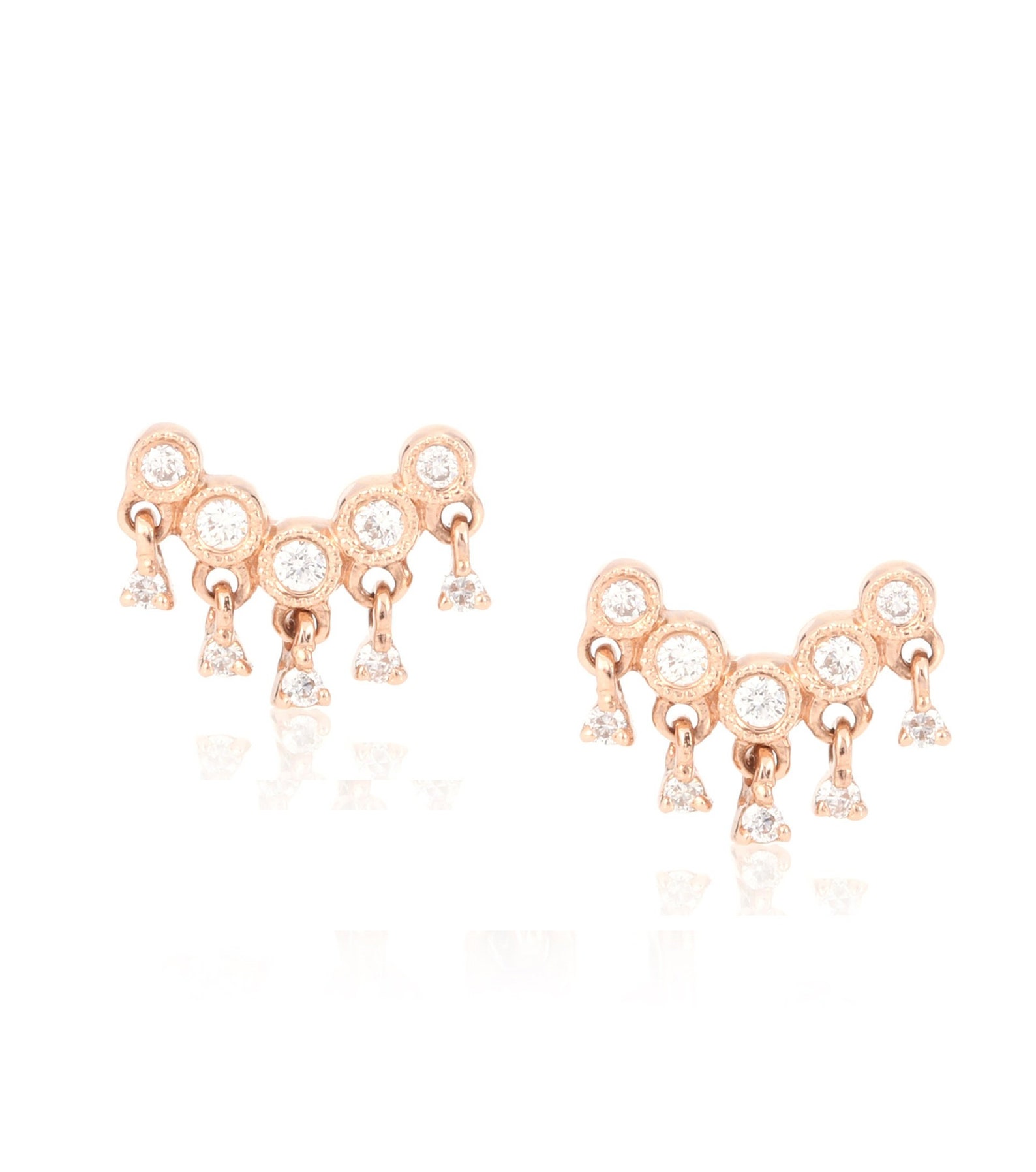 0.20 ct Diamond drop Studs 14k Rose Gold Diamond Tiny | Etsy