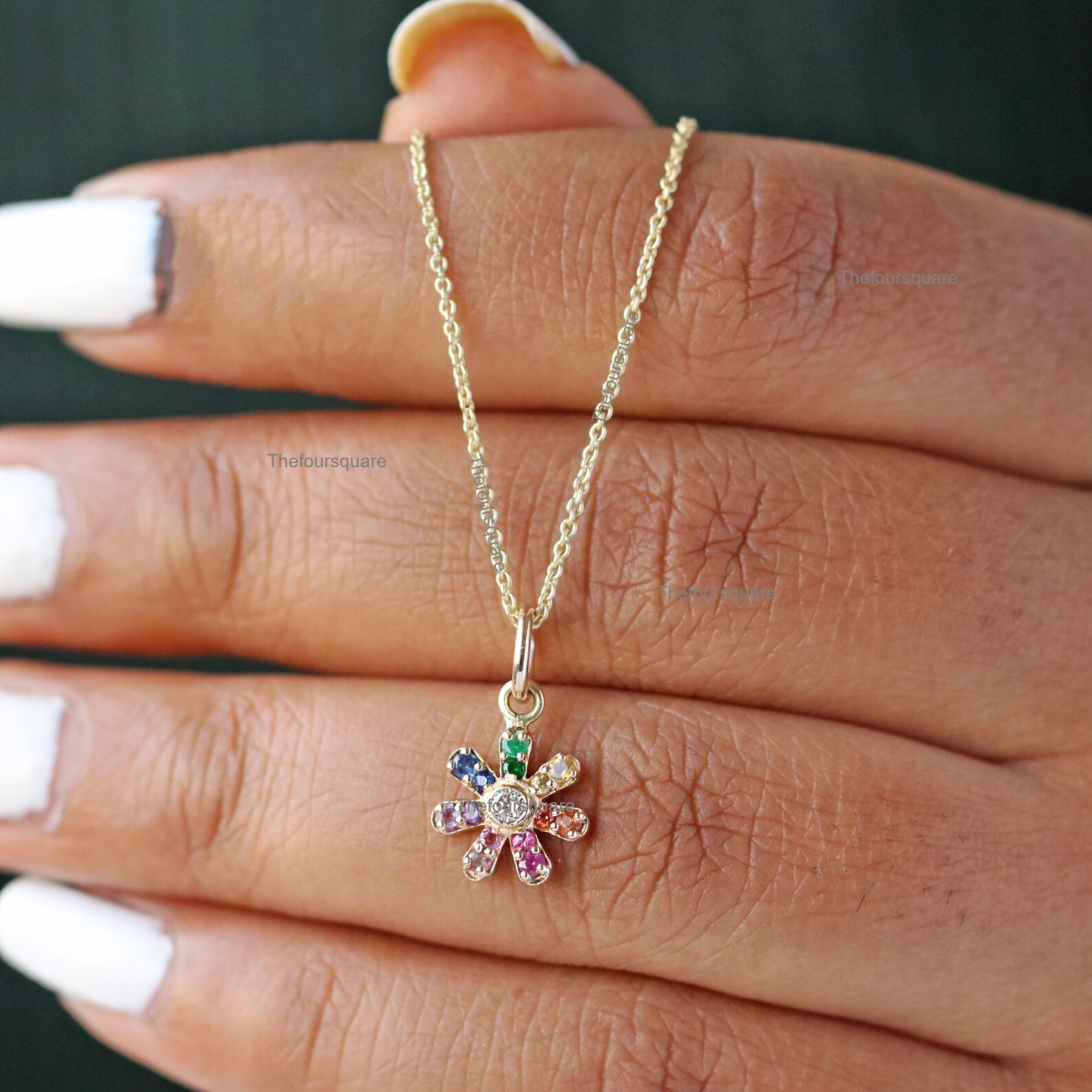 Rainbow Sapphire Charm, 14k Gold Colorful Charm Pendant, Natural ...