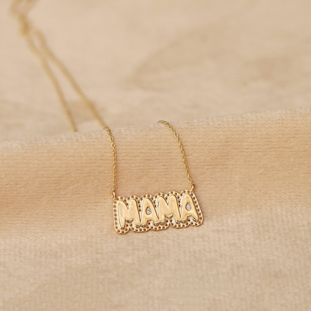 Mother's Day Special MAMA Pendant Necklace, 14k Gold Unique MAMA Chain ...