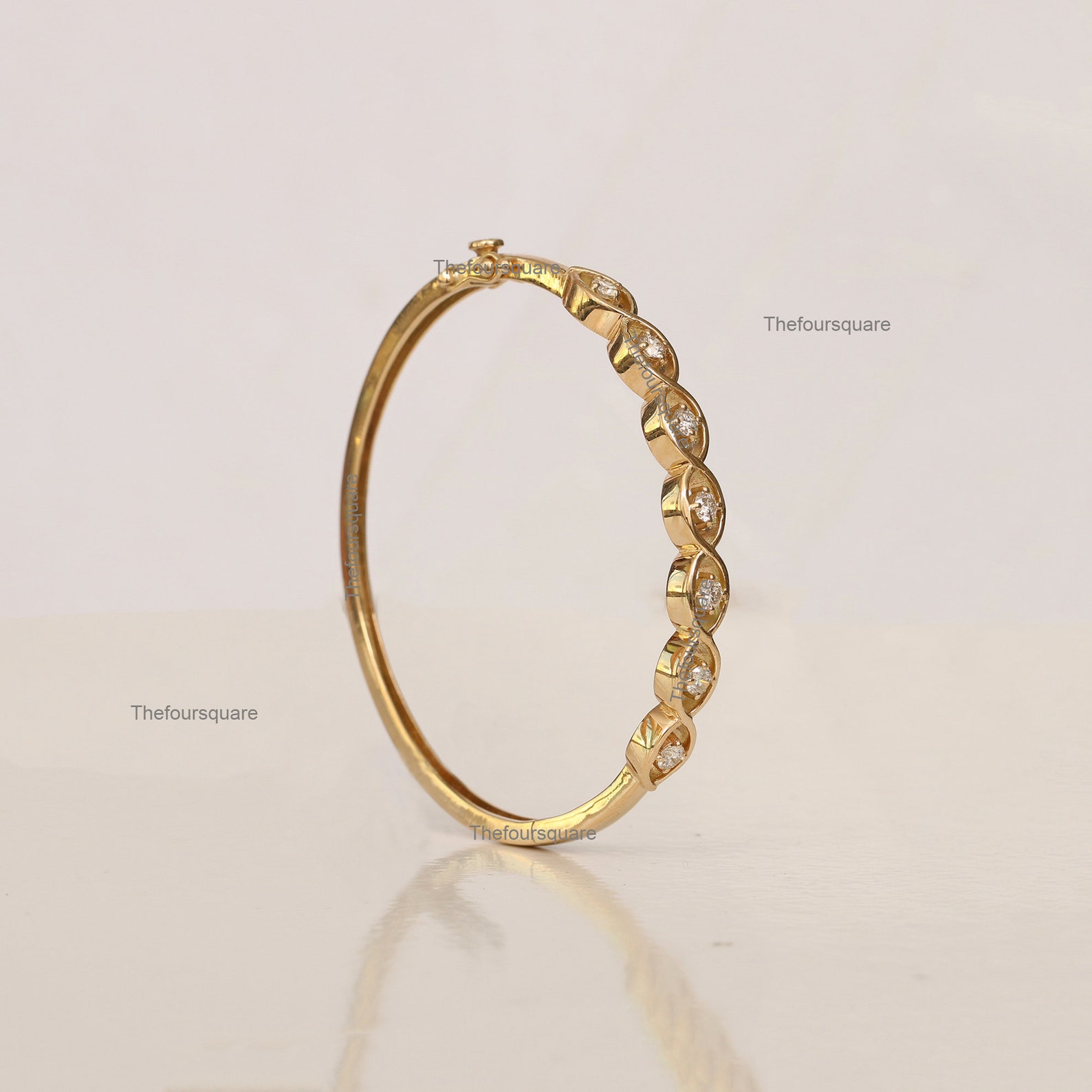 Diamond Evil Eye Bangle, 14k Solid Gold Natural Diamonds Bracelet ...