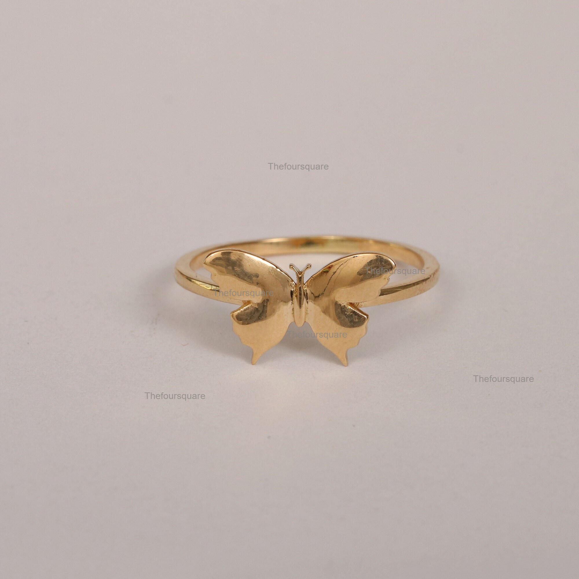 Butterfly Ring, 14k Gold Butterfly Stacking Ring, Plain Gold Minimalist ...