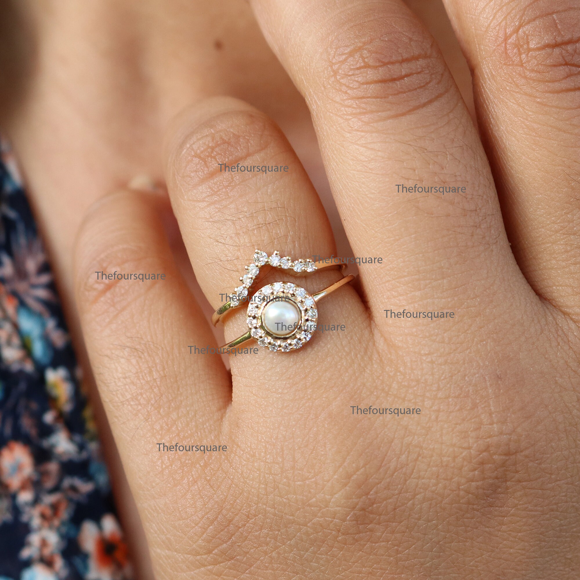 Anillo de perlas naturales delicado para las mujeres oro | Etsy