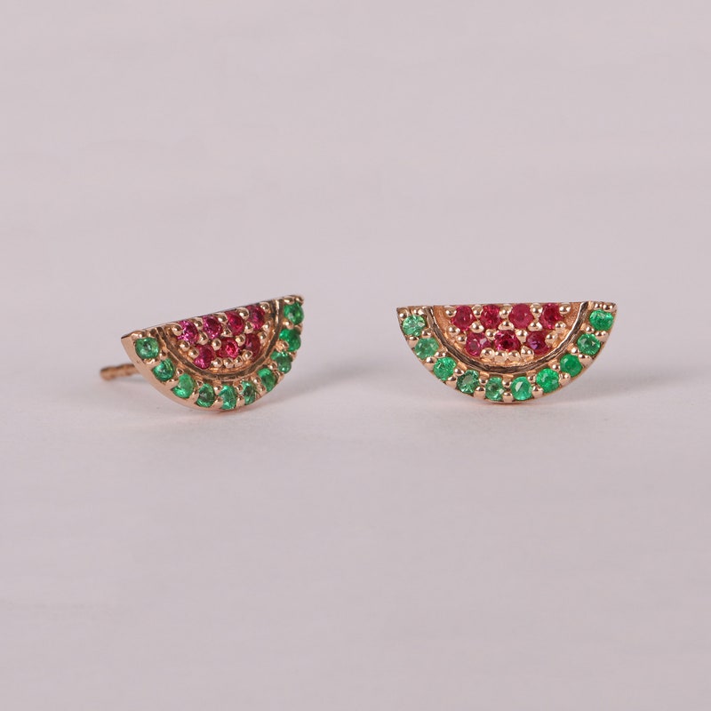 10k Watermelon Earrings - Etsy