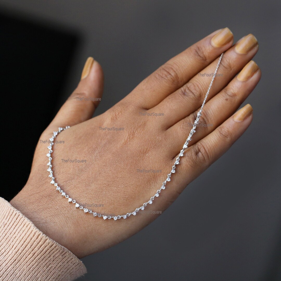 Natural SI G-H Color Diamonds Segment Necklace/solid 14k White Gold 39 ...