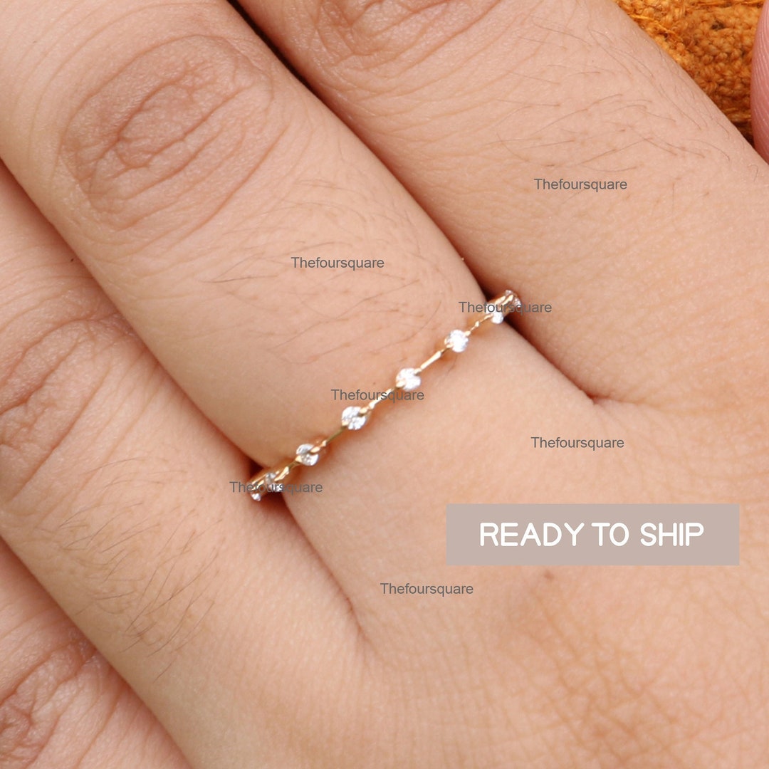 Diamond Distance Promise Ring 14k Gold Wedding Band Dainty - Etsy