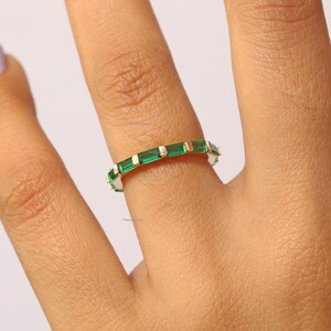 Emerald Eternity Band, Baguette Natural Emerald Full Eternity Ring ...
