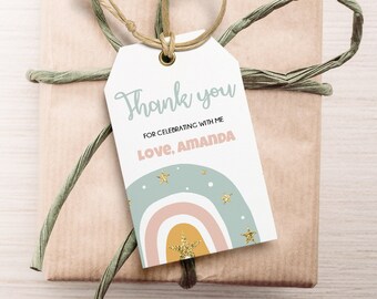 Boho Rainbow Thank You Tag Pastel Rainbow Favor Tags | Etsy