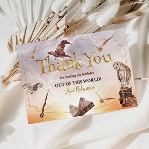 Wizard First Birthday Thank You Card Printable, Magic School Party ...