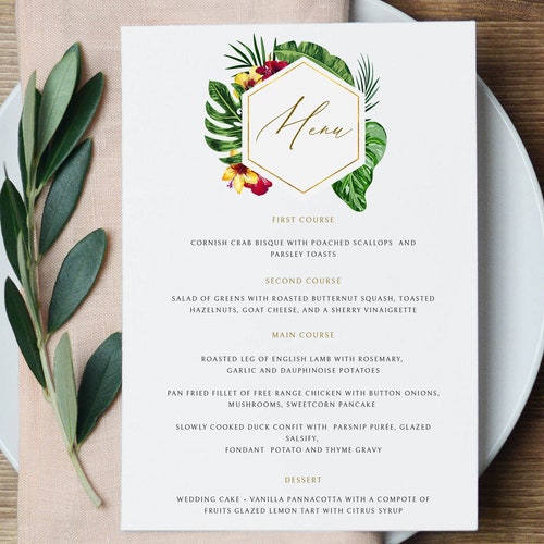 Tropical Menu Sign Template Printable Hawaiian Wedding Drink - Etsy